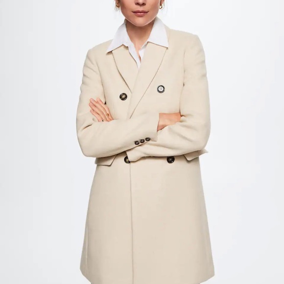 Mango | Jackets & Coats | Nwt Mango Double Breasted Wool Blend Coat ...